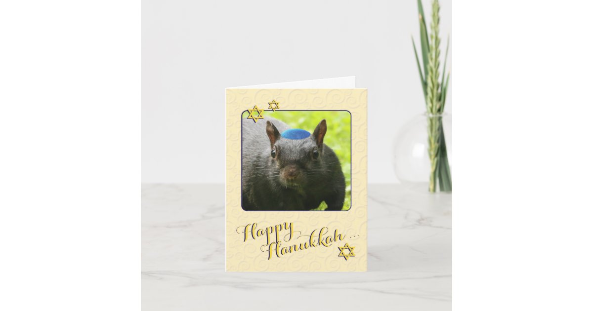 Hilarious Jewish Squirrel • Happy Hanukkah Holiday Card | Zazzle