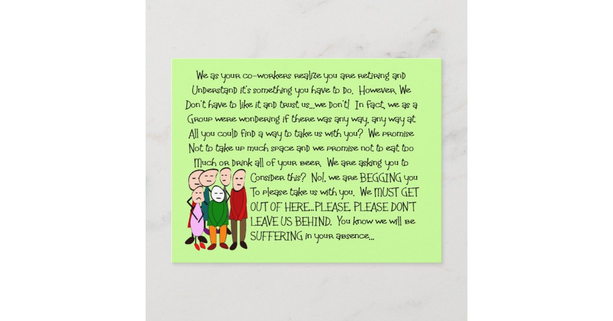 Hilarious Retirement Card--From The Gang! Postcard | Zazzle