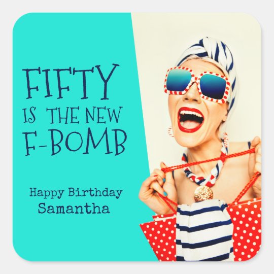 Hilarious Retro 50th Birthday for Her Square Sticker | Zazzle.com