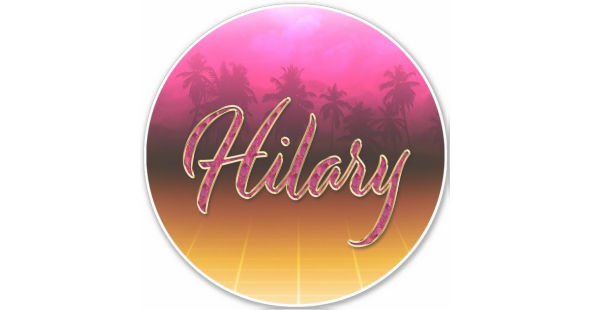 Hilary First Name Golden pink Sticker | Zazzle