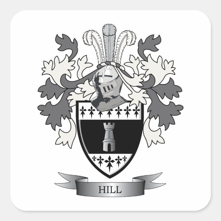 Hill Coat of Arms Square Sticker | Zazzle