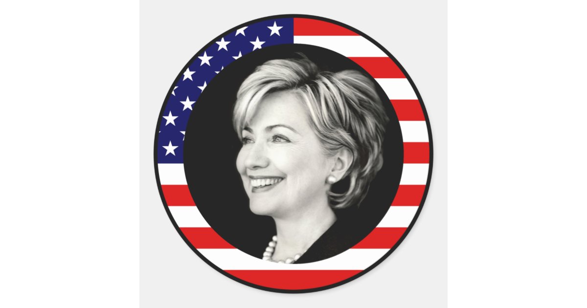 hillary clinton 08. us flag. picturesque. classic round sticker | Zazzle