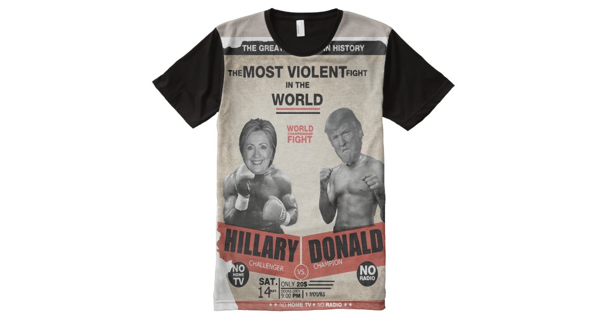 Hillary Clinton vs. Donald Trump Vintage Boxing All-Over-Print T-Shirt ...
