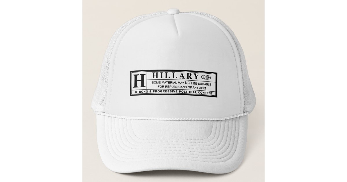 Hillary Clinton warning label Trucker Hat | Zazzle
