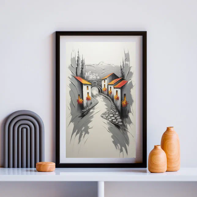 Hillside Village Pathway Poster | Zazzle