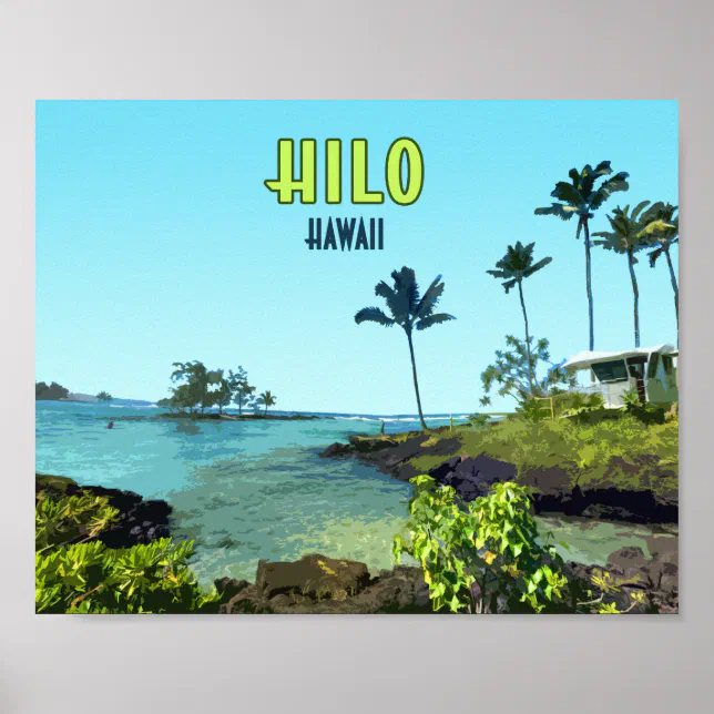 Hilo Big Island Hawaii Beach Vintage Poster | Zazzle