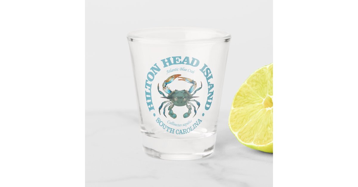 Hilton Head (blue crab) Shot Glass | Zazzle