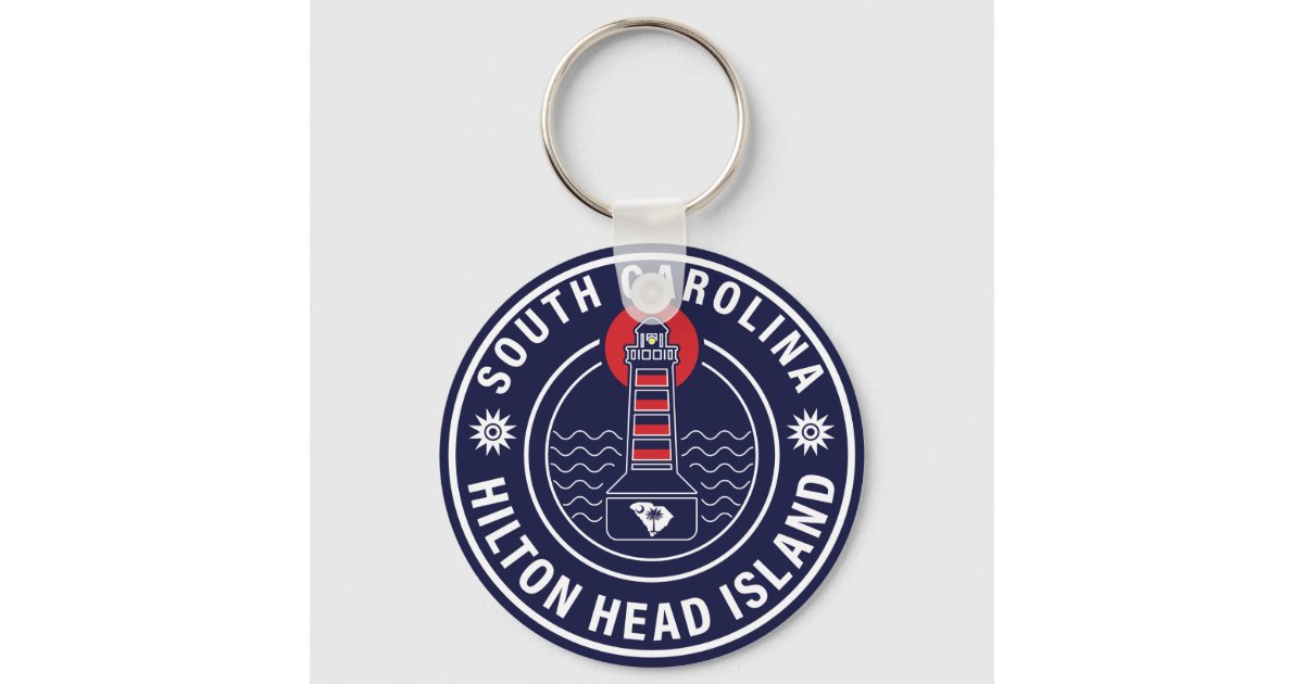Hilton Head Island Lighthouse Retro Sunset Keychain | Zazzle