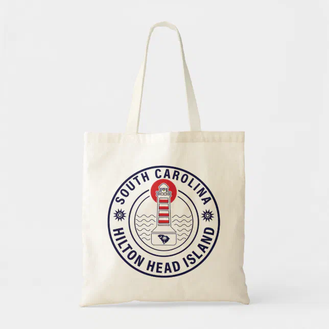 Hilton Head Island Lighthouse Retro Sunset Tote Bag | Zazzle
