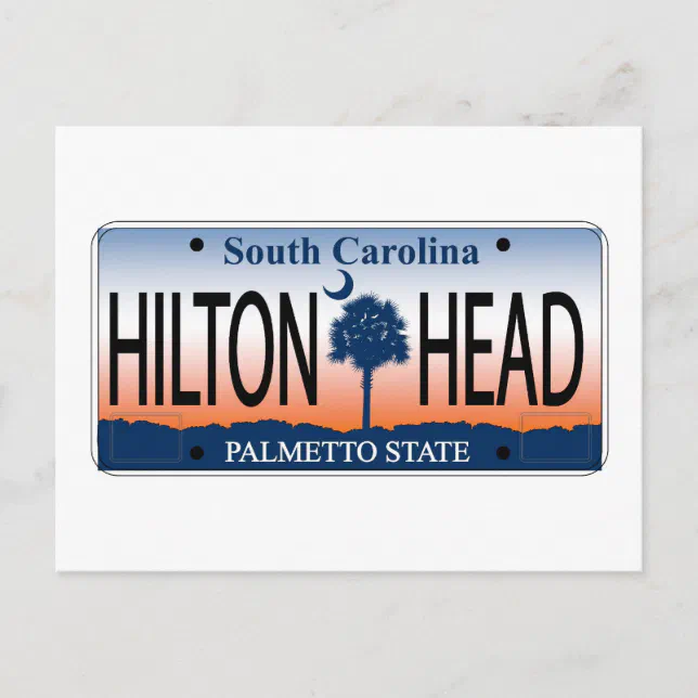 HILTON HEAD License Plate Postcard | Zazzle