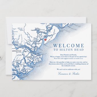 Hilton Head Navy Wedding Welcome Itinerary Thank You Card | Zazzle