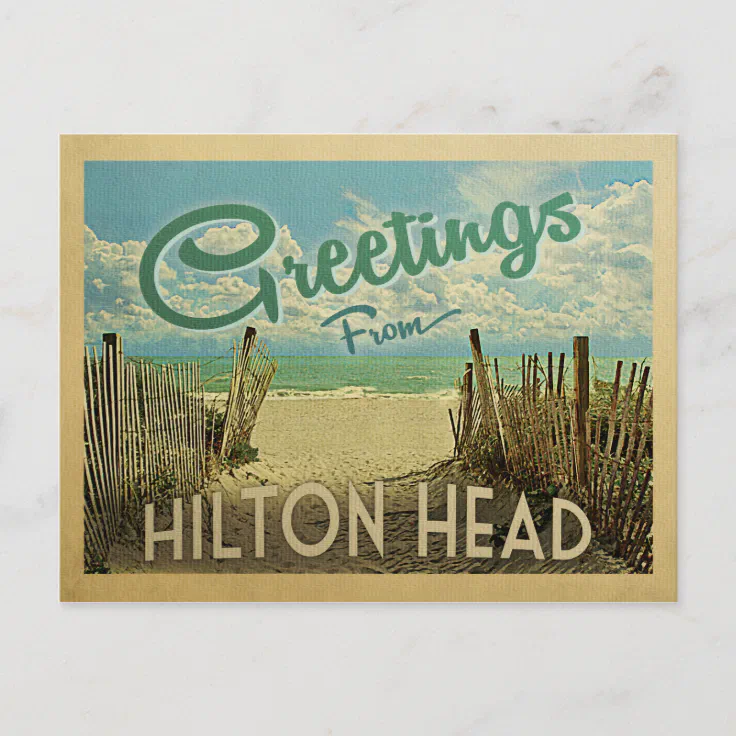 Hilton Head Postcard Beach Vintage Travel | Zazzle