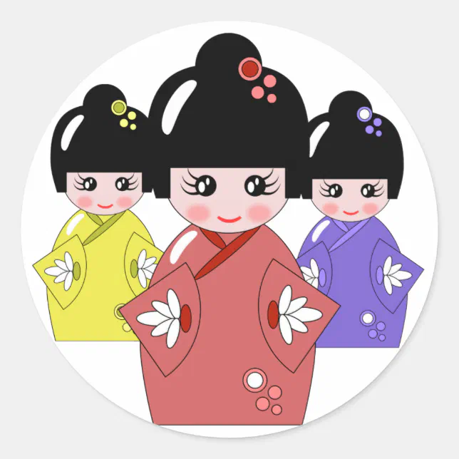 Hinamatsuri, Girls Day Japanese Doll Classic Round Sticker | Zazzle