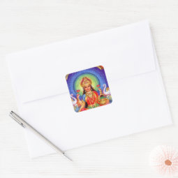 Hindu Goddess Lakshmi Maa Square Sticker | Zazzle