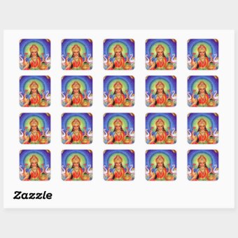 Hindu Goddess Lakshmi Maa Square Sticker | Zazzle