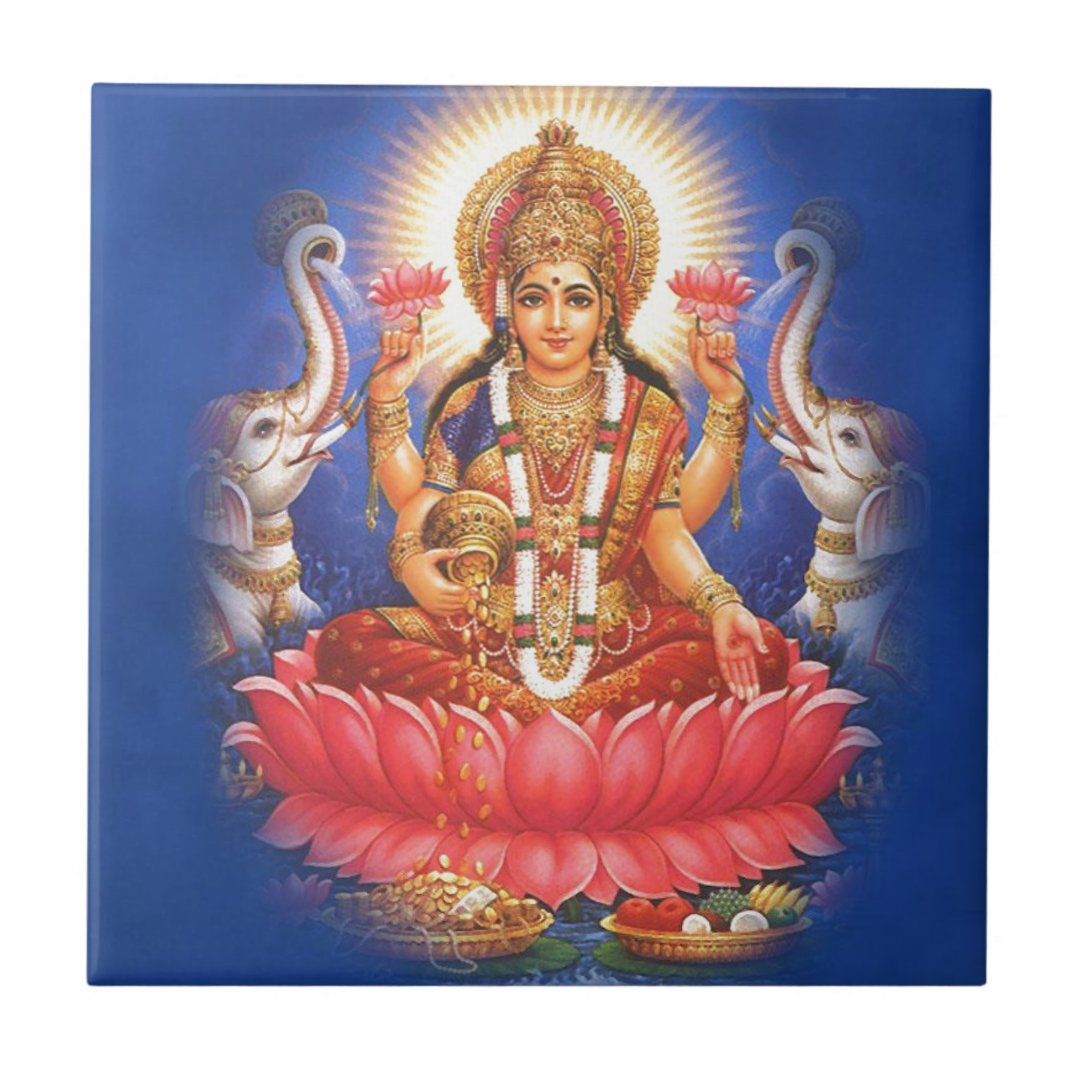 Hindu Goddess Laxmi Devi Mata Ceramic Tile | Zazzle
