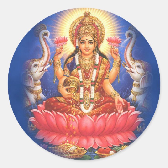 Hindu Goddess Laxmi Devi Mata Classic Round Sticker | Zazzle.com