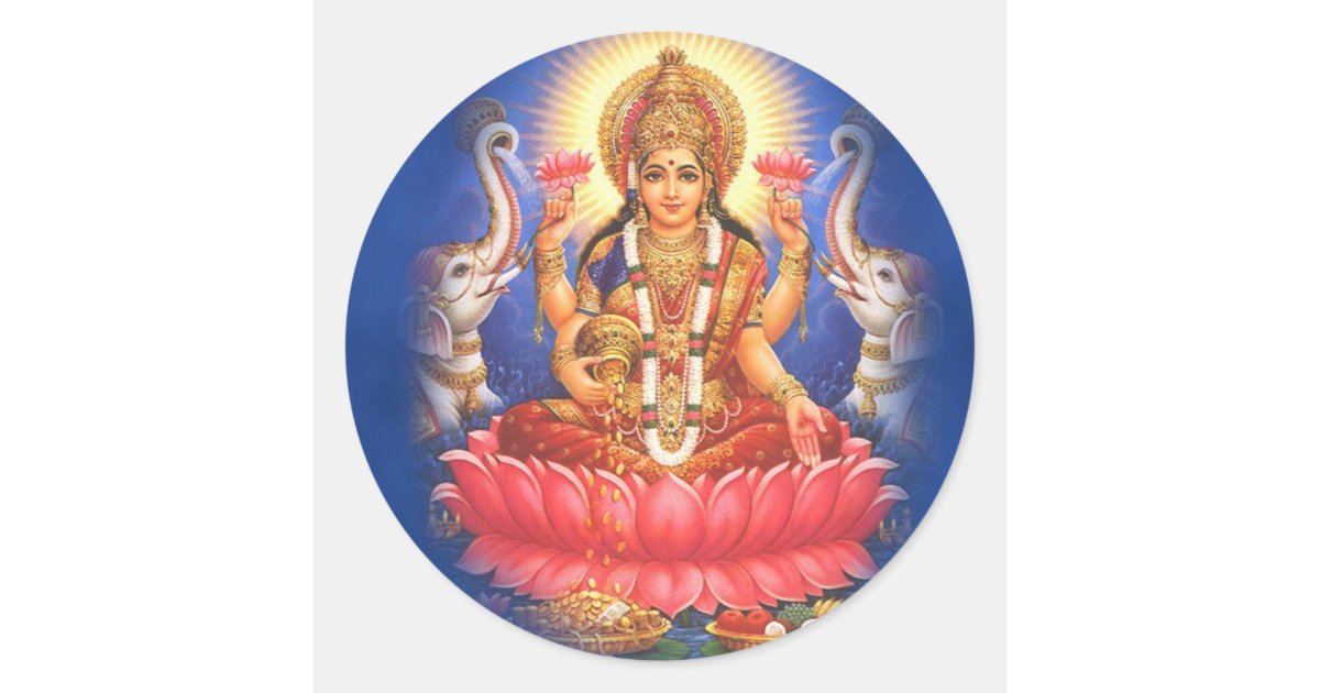Hindu Goddess Laxmi Devi Mata Classic Round Sticker | Zazzle