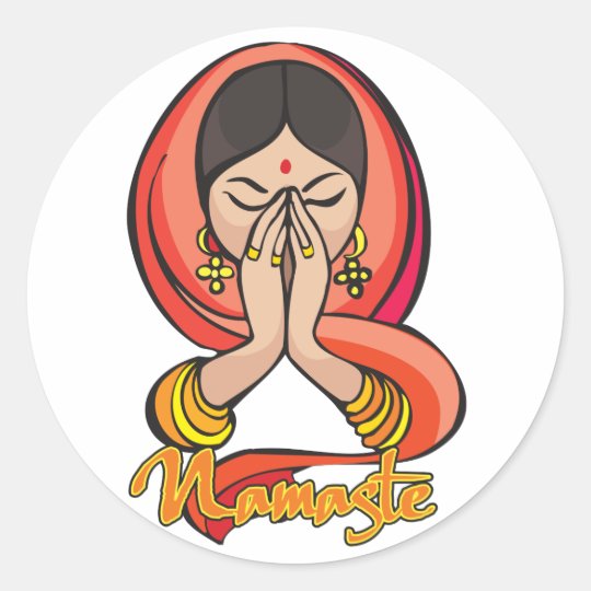Hindu Namaste Classic Round Sticker | Zazzle.com