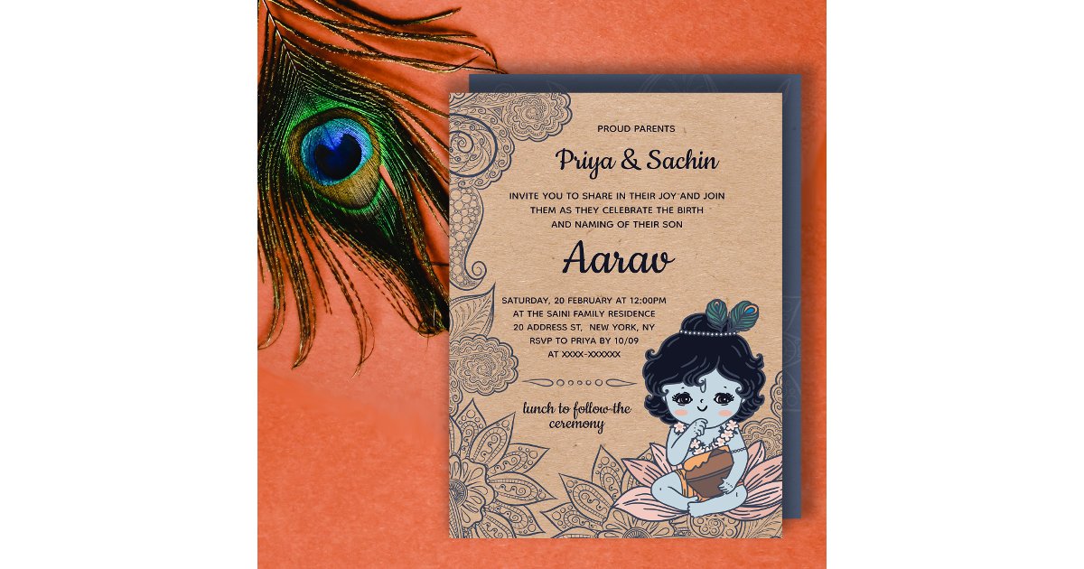 Hindu Namkaran Baby Naming Ceremony Invitation | Zazzle