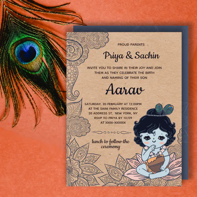 Hindu Namkaran Baby Naming Ceremony Invitation | Zazzle