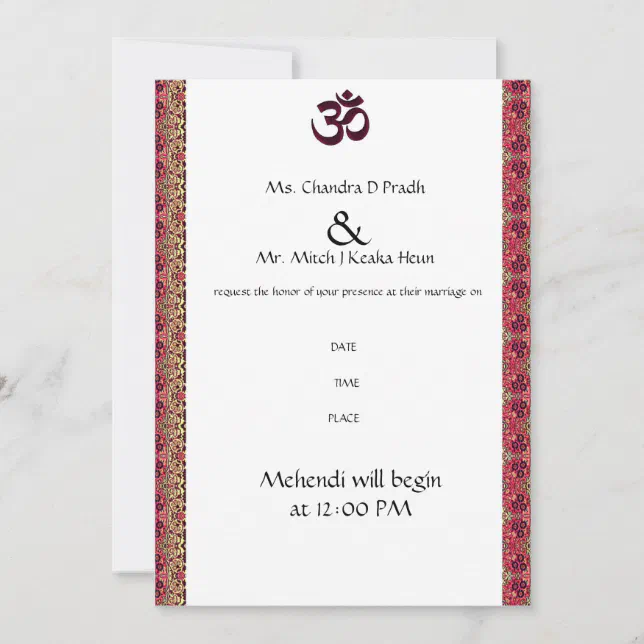 Hindu Om Wedding Invitation | Zazzle