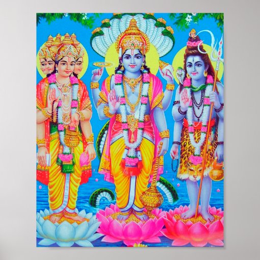 Hindu Trinity Brahma Vishnu Shiva Poster | Zazzle