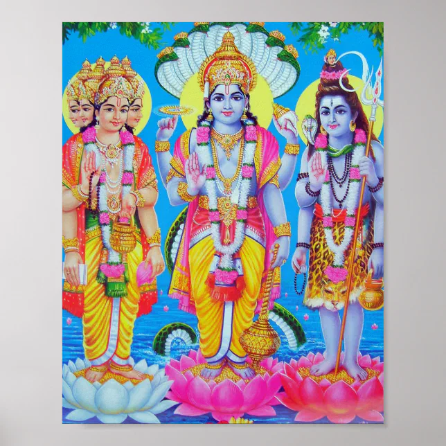 Hindu Trinity Brahma Vishnu Shiva Poster | Zazzle