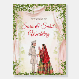 Hindu wedding sign with Indian Couple poster | Zazzle