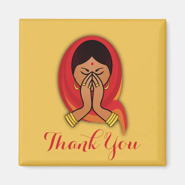 Hindu Woman in Namaste Greeting Pose Thank You Magnet | Zazzle