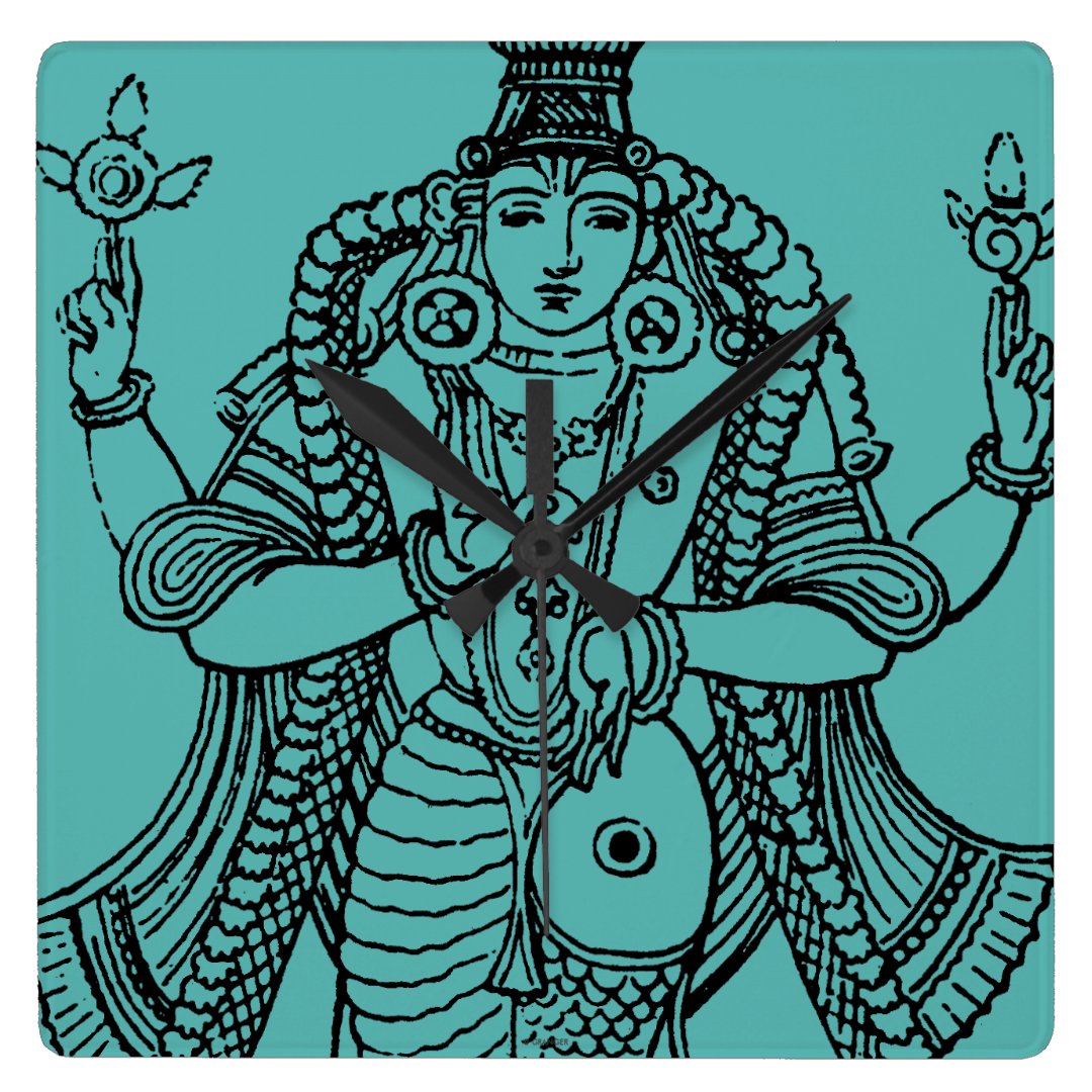 Hinduism: Vishnu Square Wall Clock | Zazzle