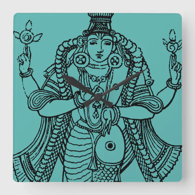 Hinduism: Vishnu Square Wall Clock | Zazzle