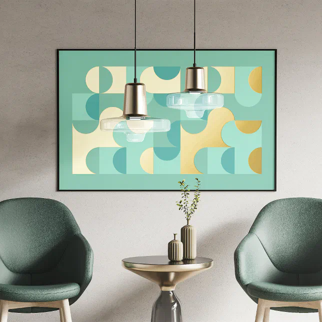 Hip Abstract Circles Wavy Gold Mosaic Art Pattern Foil Prints | Zazzle