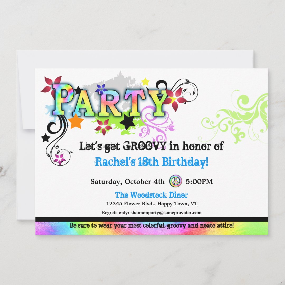Hip Colorful 'N Groovy Party Invitation | Zazzle