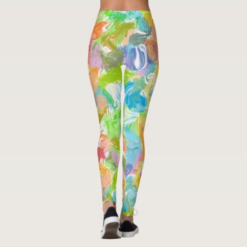 Hip Colorful Vibrant Summer Paint Splatter Pattern Leggings | Zazzle