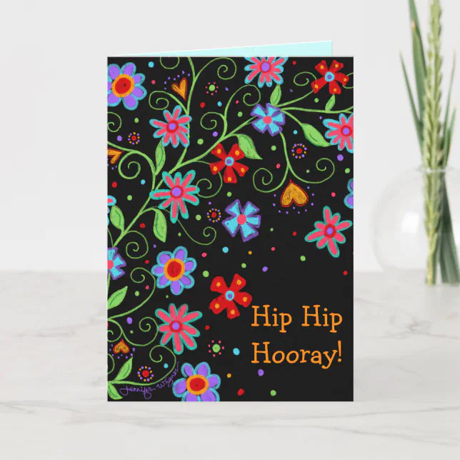 Hip Hip Hooray Fun Floral Card | Zazzle