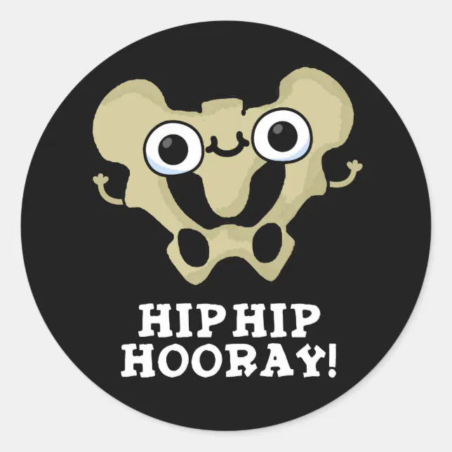 Hip Hip Hooray Funny Anatomy Pun Dark BG Classic Round Sticker | Zazzle