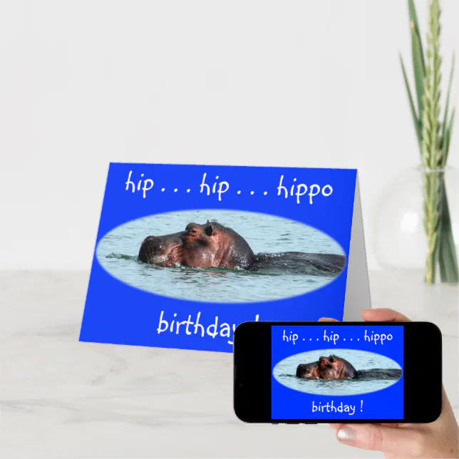 hip hippo birthday card | Zazzle