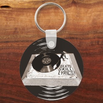 HIP HOP BEATS SKILL LYRICS ON TURNTABLE KEYCHAIN | Zazzle
