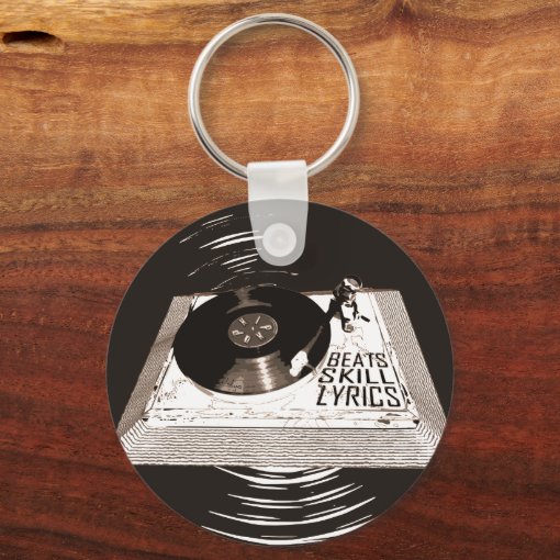 HIP HOP BEATS SKILL LYRICS ON TURNTABLE KEYCHAIN | Zazzle