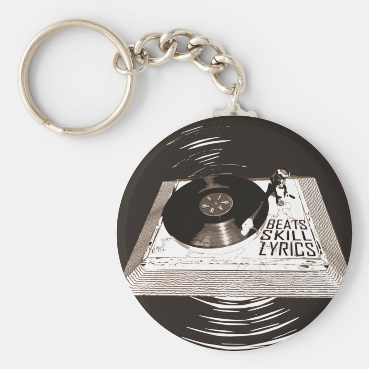 HIP HOP BEATS SKILL LYRICS ON TURNTABLE KEYCHAIN | Zazzle