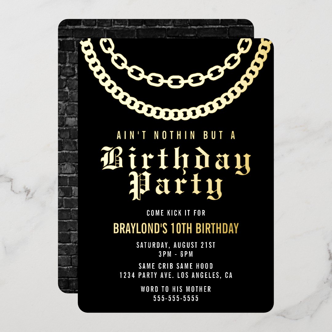 Hip Hop Birthday Invitation with Real Foil Foil Invitation | Zazzle
