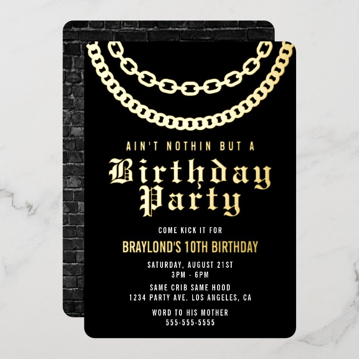 Hip Hop Birthday Invitation with Real Foil Foil Invitation | Zazzle
