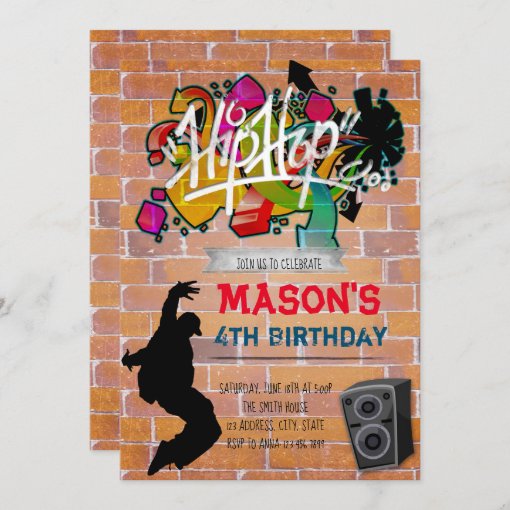 Hip hop birthday party invitation | Zazzle