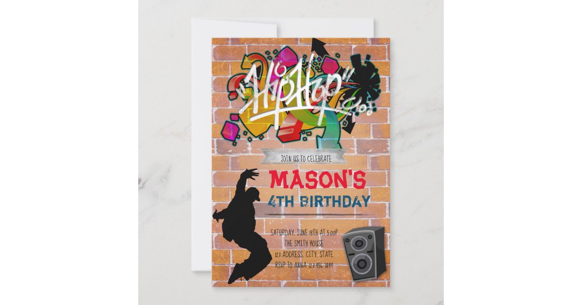 Hip hop birthday party invitation | Zazzle