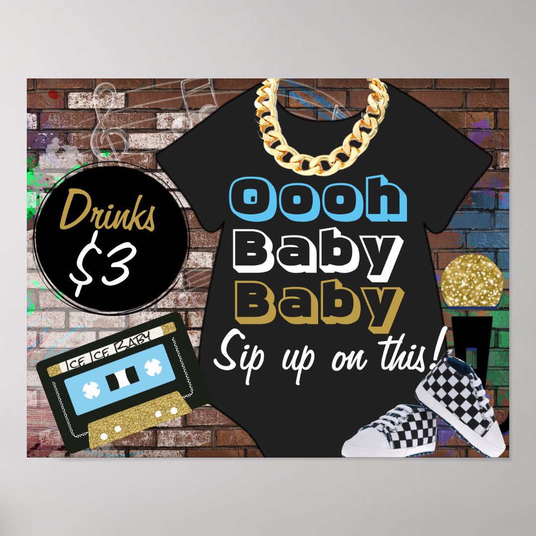 Hip Hop {BOY} Baby Shower-Oooh Baby Baby-Bar Sign | Zazzle