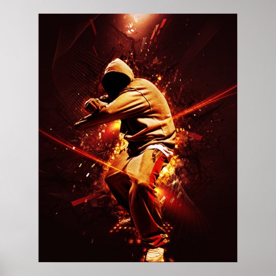 hip-hop breakdancer on fire poster | Zazzle.com