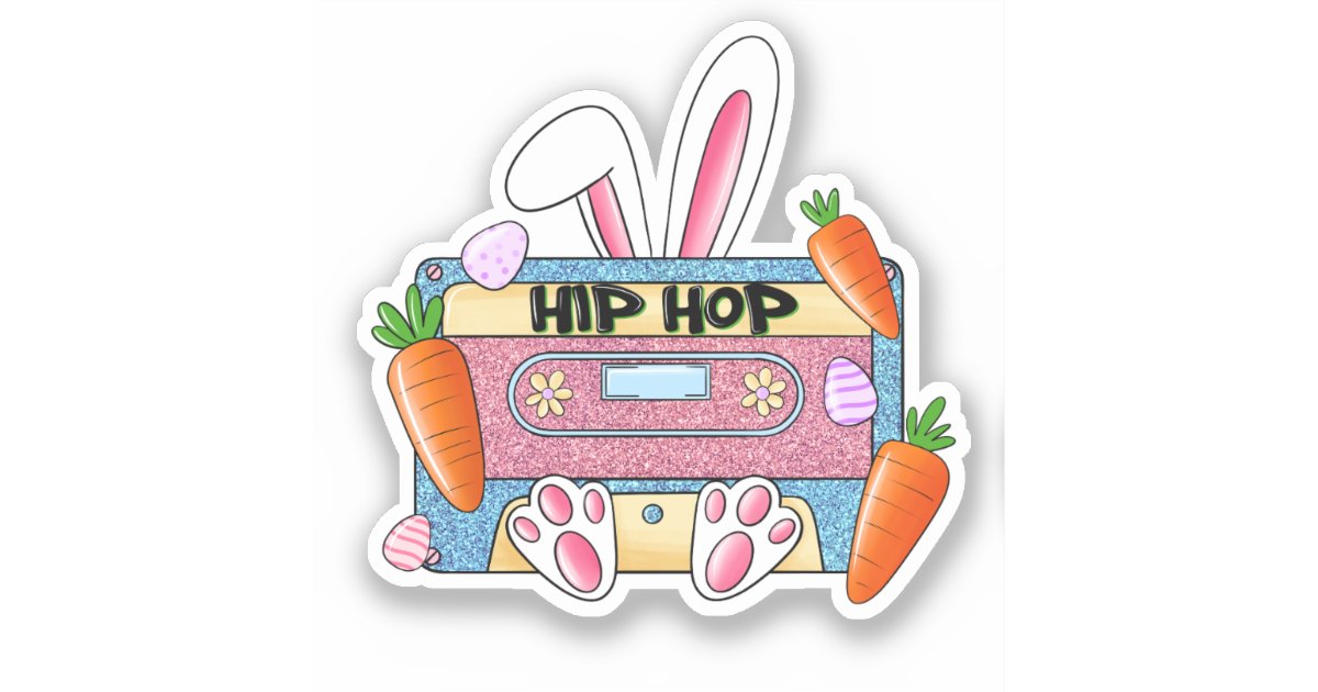 Hip Hop Cassette Tape Bunny Sticker | Zazzle