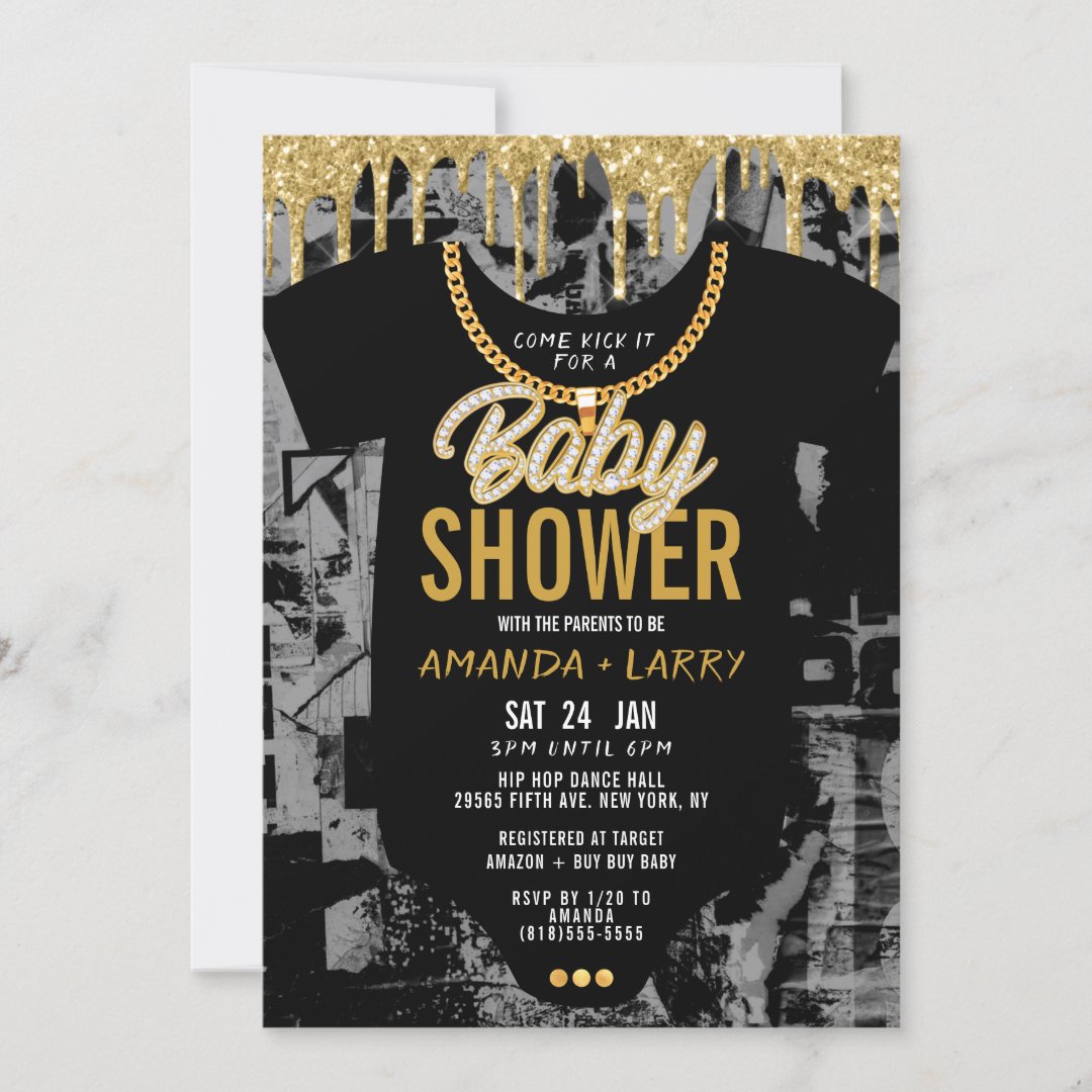 Hip Hop Chain Baby Shower Invitation | Zazzle
