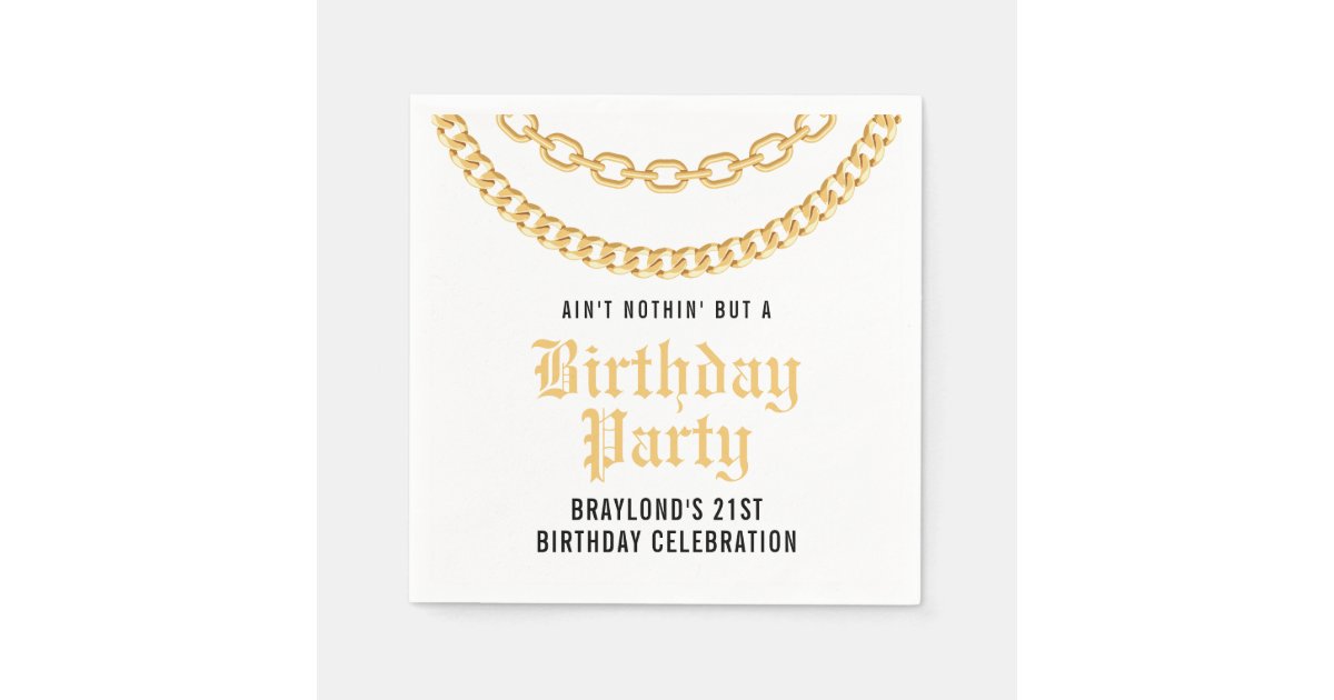 Hip Hop Cuban Link Birthday Paper Napkin | Zazzle